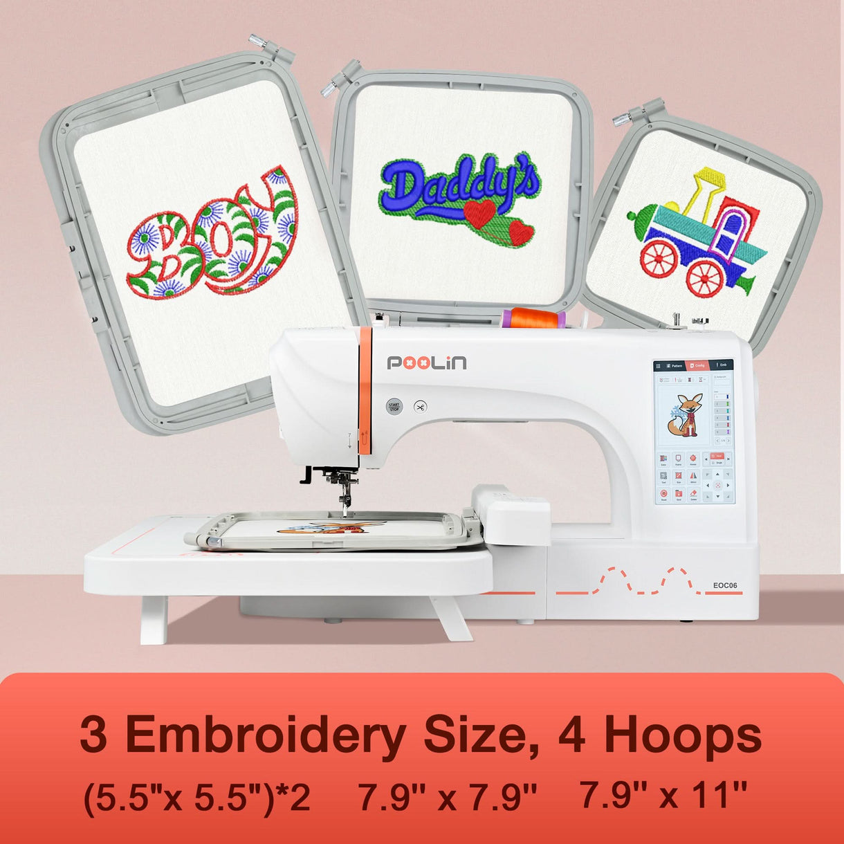 POOLIN EOC06 7.9”*11” Computerized Embroidery Machine For Home Busines ...