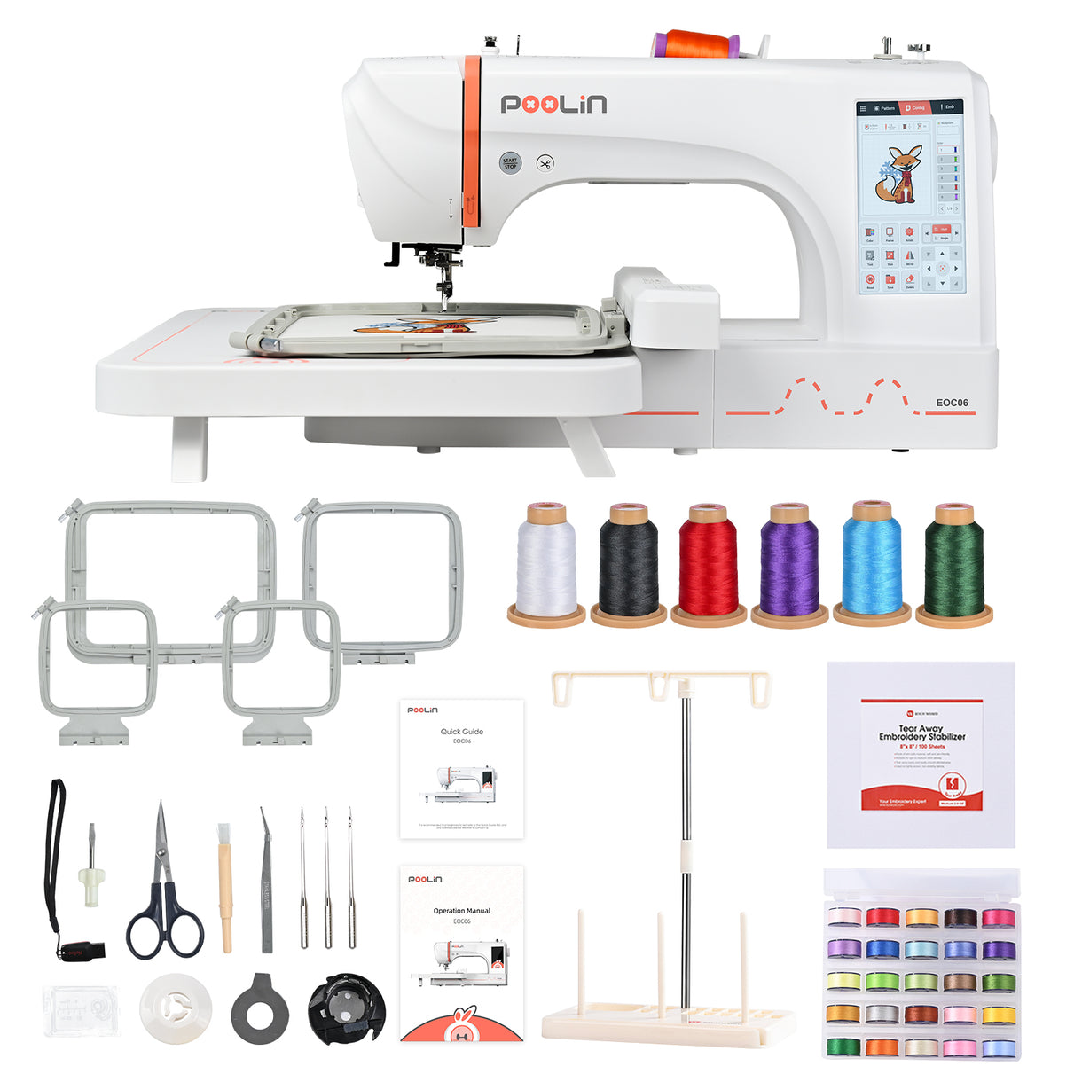 POOLIN EOC06 7.9”*11 Computerized Embroidery Machine For Home Business ...