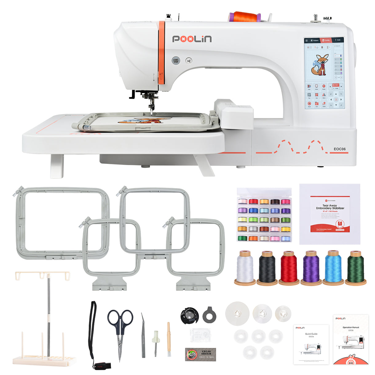 POOLIN EOC06 7.9”*11 Computerized Embroidery Machine For Home Business ...